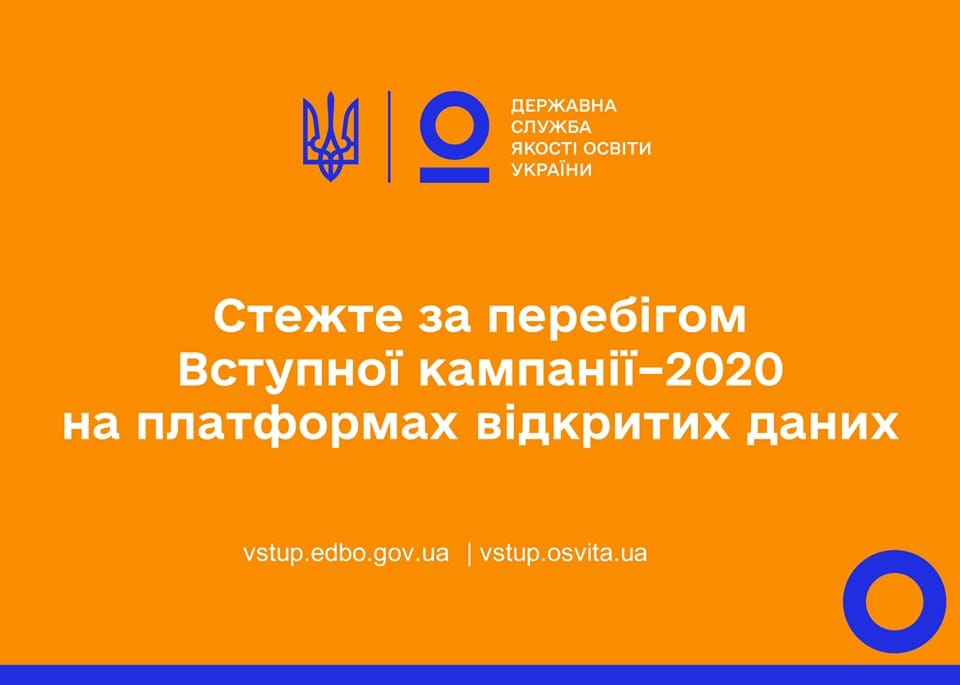 Стежте за перебігом Вступної кампанії - 2020 на платформах відкритих ...